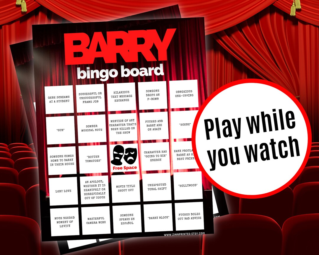 BARRY Bingo Board | Printable TV Show Drinking Game | Play While You ...