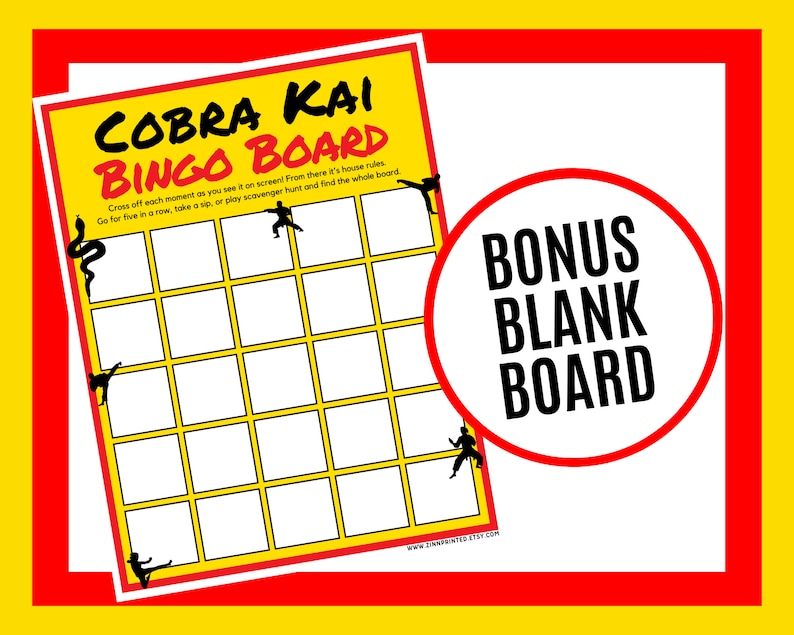 Cobra Kai Watch and Play TV Show Bingo Board - Etsy