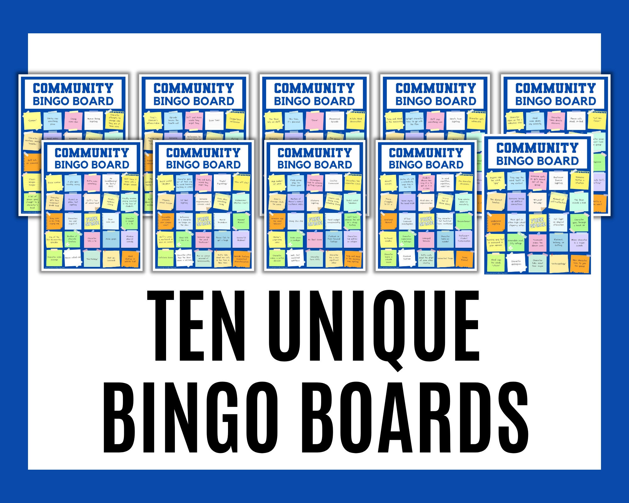 Community Bingo Board Printable Drinking Game Greendale - Etsy