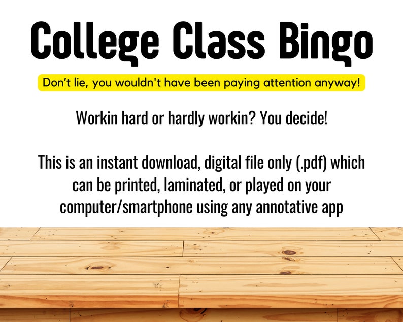 College Class Bingo Board | Printable Games | Zoom Learning Games ...