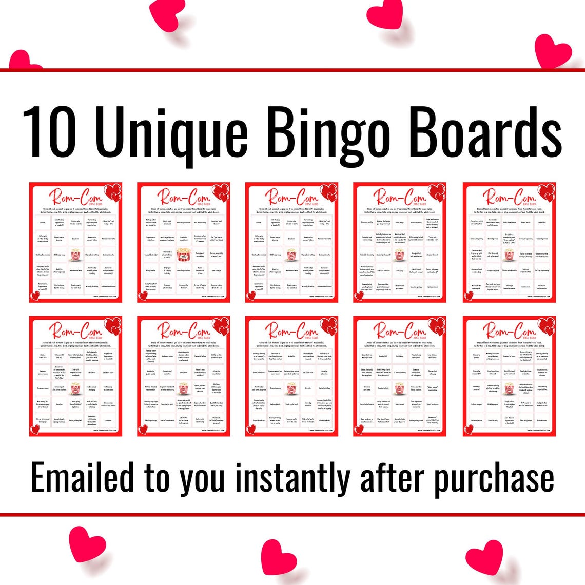 Rom Com Movie Bingo: Printable Drinking Game (digital Download) - Etsy