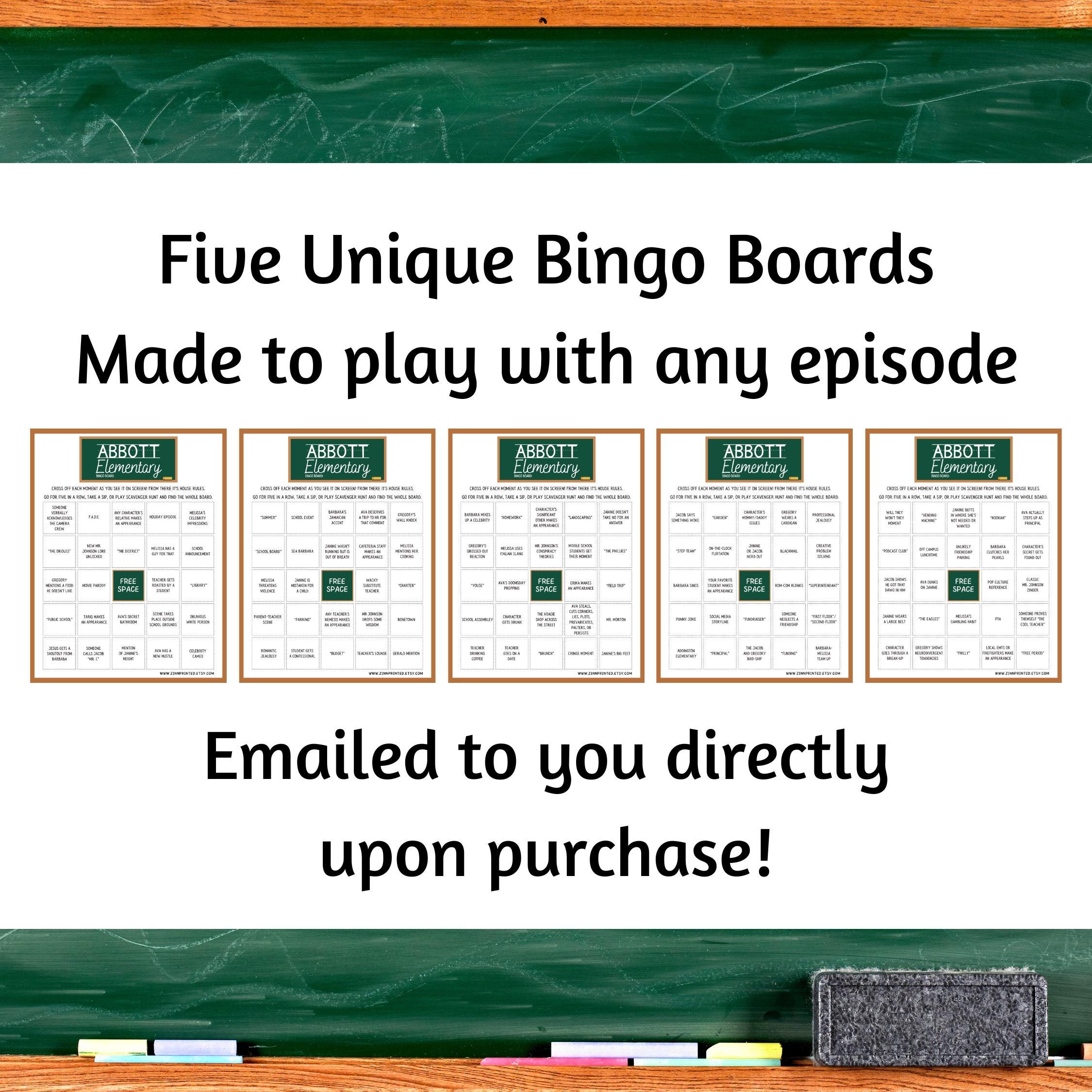 Abbott Elementary Bingo Board | TV Show Drinking Game | Printable Party ...