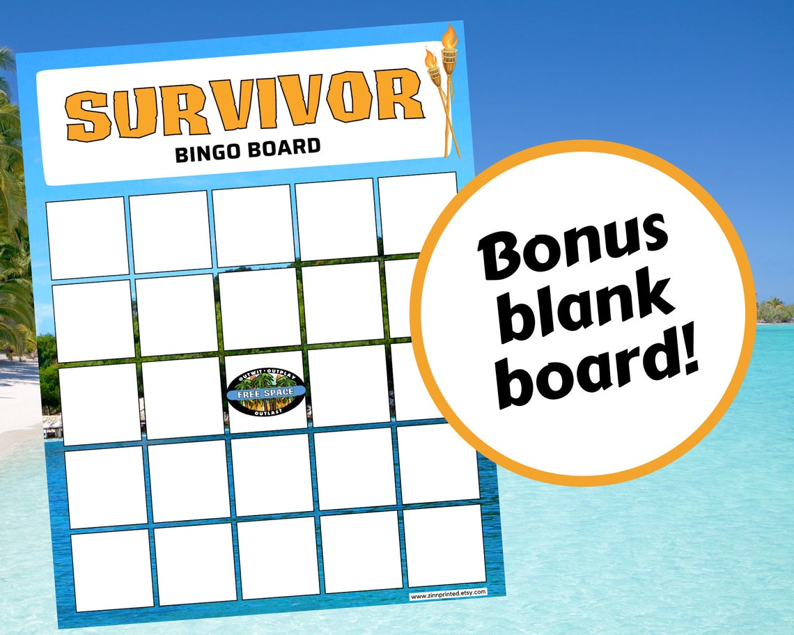 Survivor Bingo Board Printable TV Show Drinking Game Tribe - Etsy