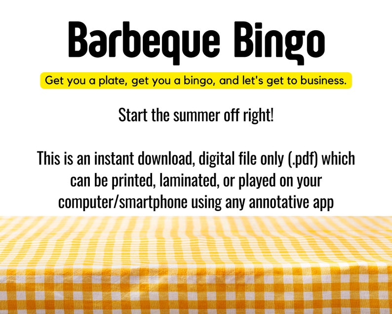 Barbeque Bingo | Party Games | Custom Drinking Games | - Etsy