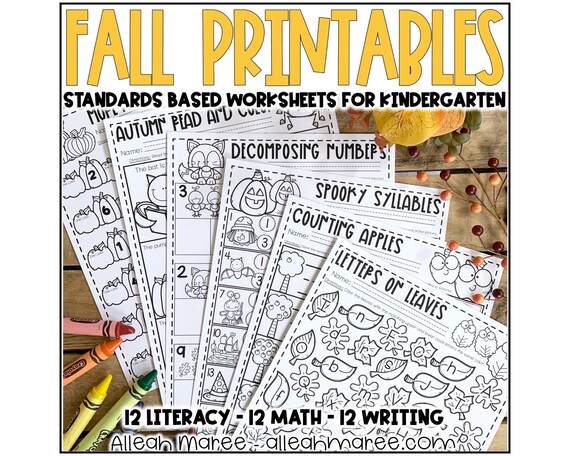 Fall Printables & Worksheets for Kindergarten - Etsy