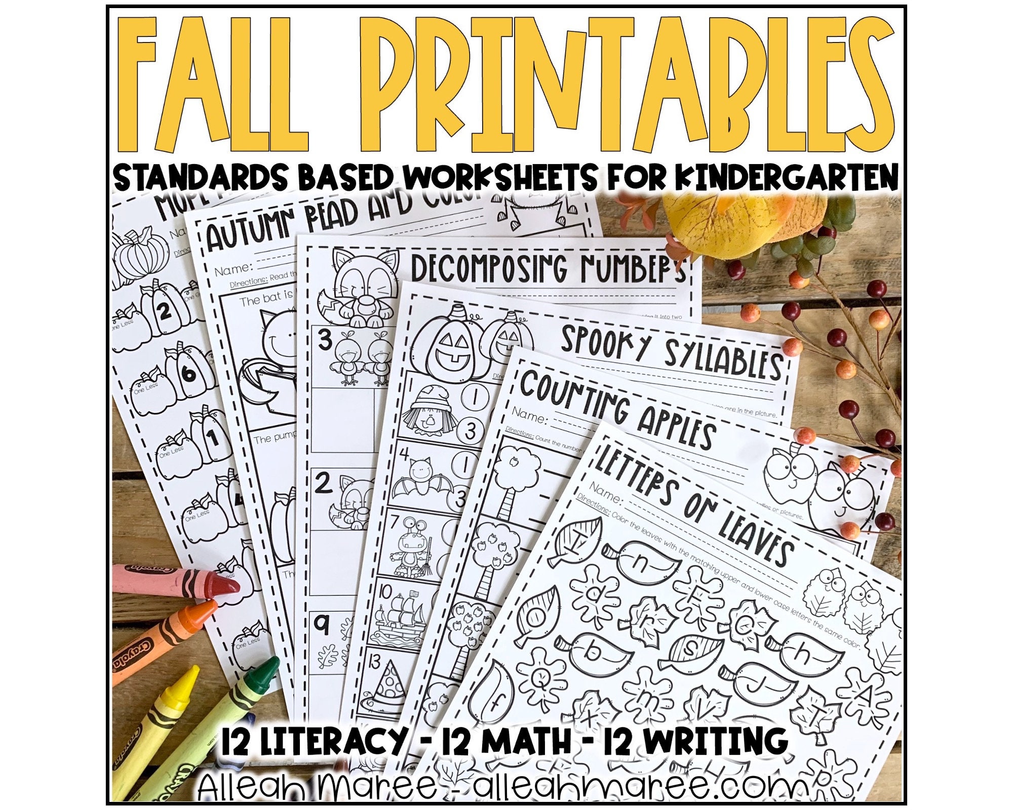 Fall Printables & Worksheets for Kindergarten - Etsy