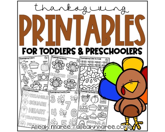 Thanksgiving Printables NO PREP Worksheets for Preschoolers - Etsy