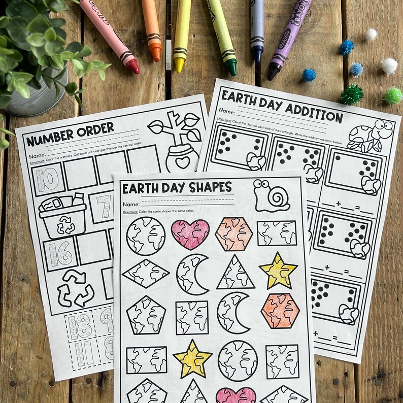 Earth Day NO PREP Literacy and Math Worksheets and Printable Activities ...