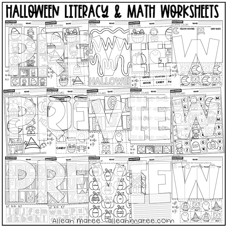 Halloween Printables NO PREP Math & Literacy - Etsy
