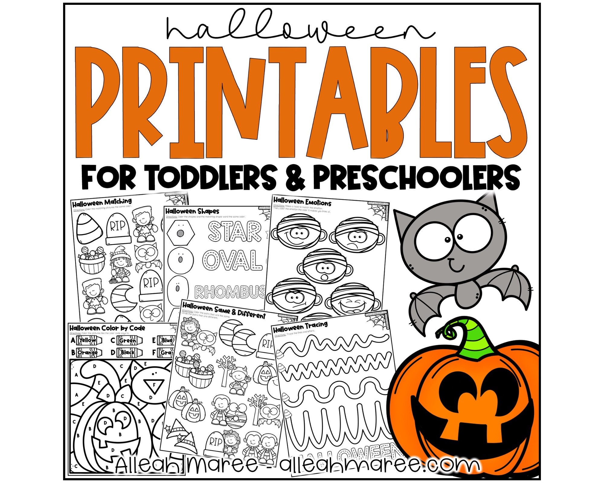 Halloween Worksheets NO PREP Printables - Preschoolers & Toddlers - Etsy