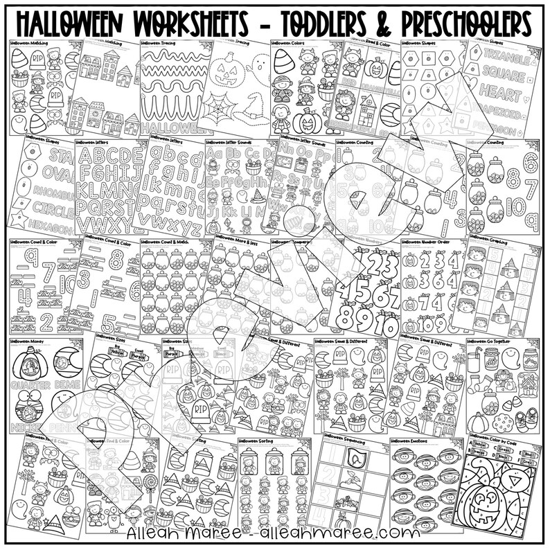 Halloween Worksheets NO PREP Printables - Preschoolers & Toddlers - Etsy