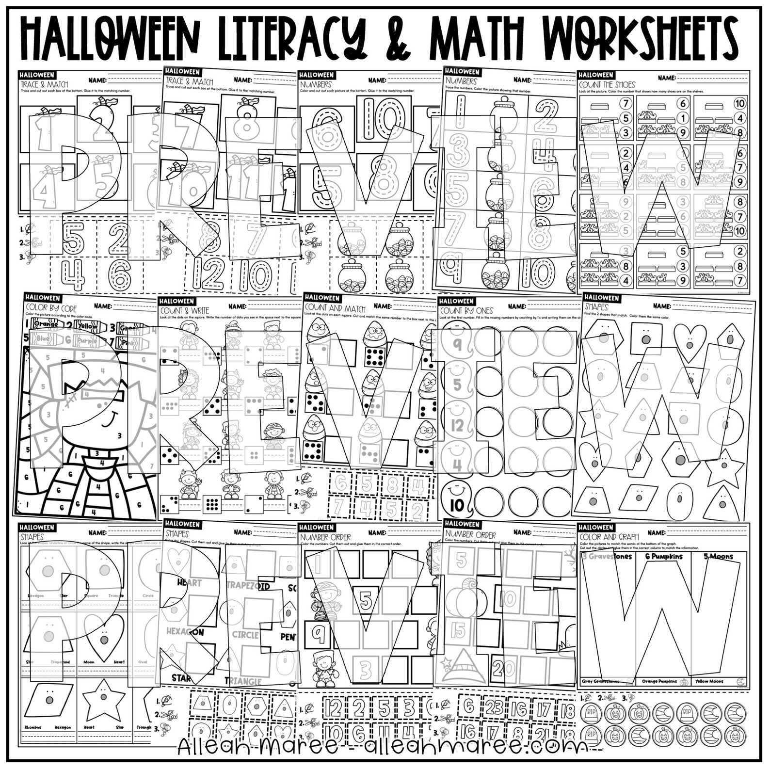 Halloween Printables NO PREP Math & Literacy - Etsy