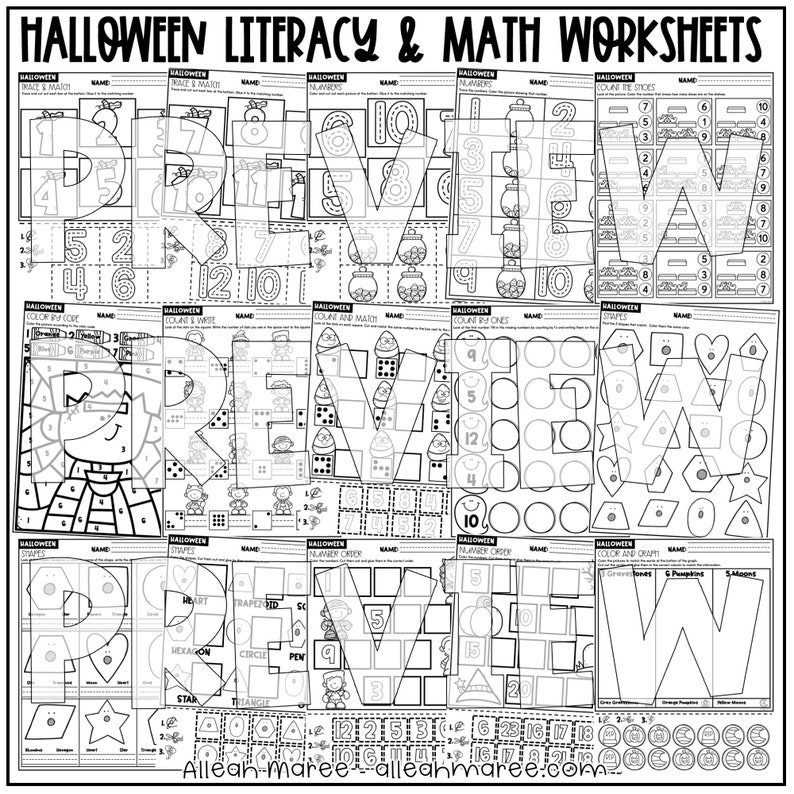 Halloween Printables NO PREP Math & Literacy - Etsy