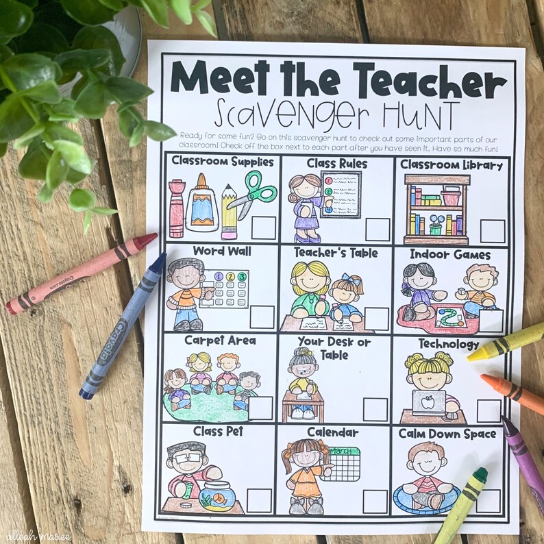 Meet the Teacher Night and Open House Scavenger Hunt - Editable - Etsy
