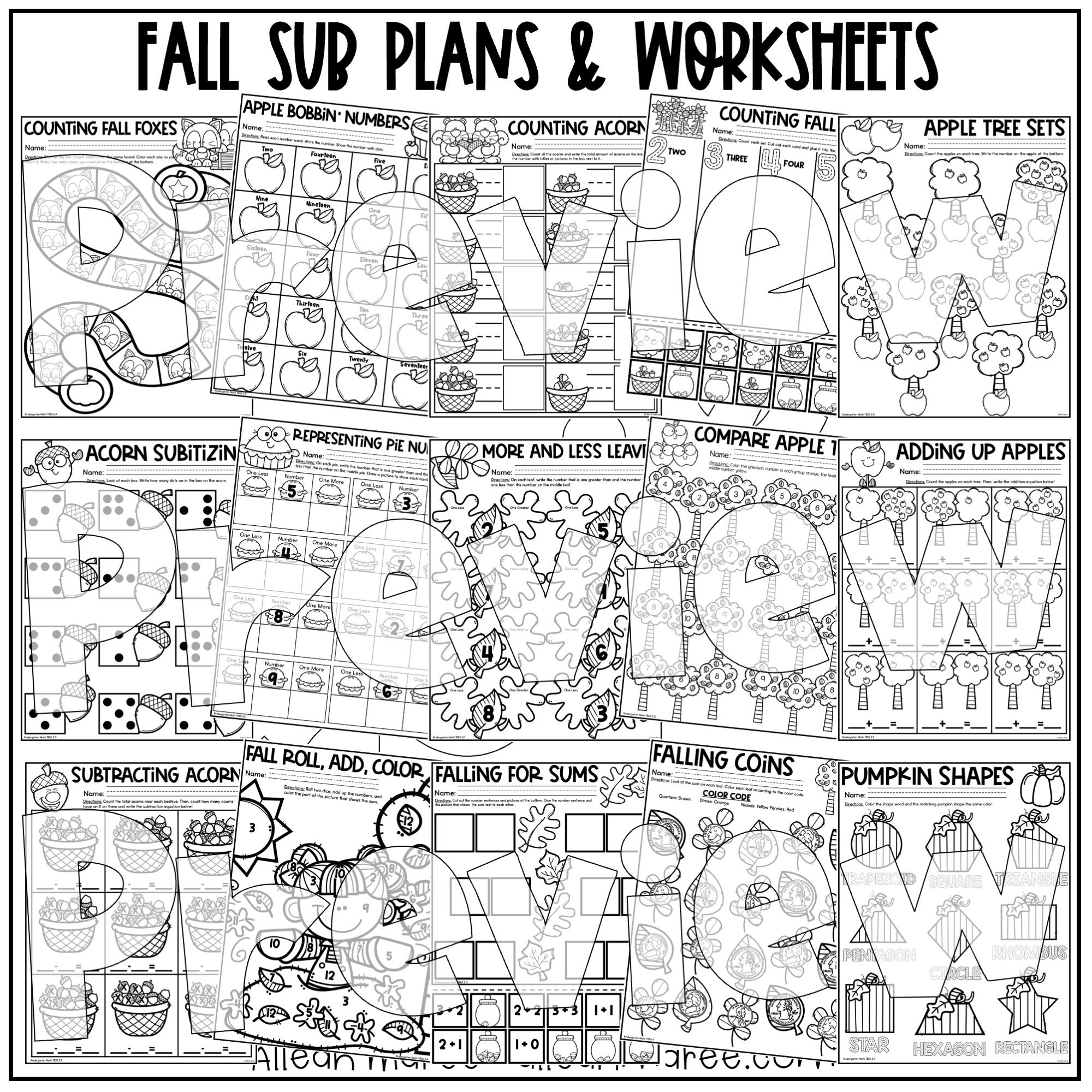 EDITABLE Fall Sub Plans - Worksheets & Lesson Plans - Etsy