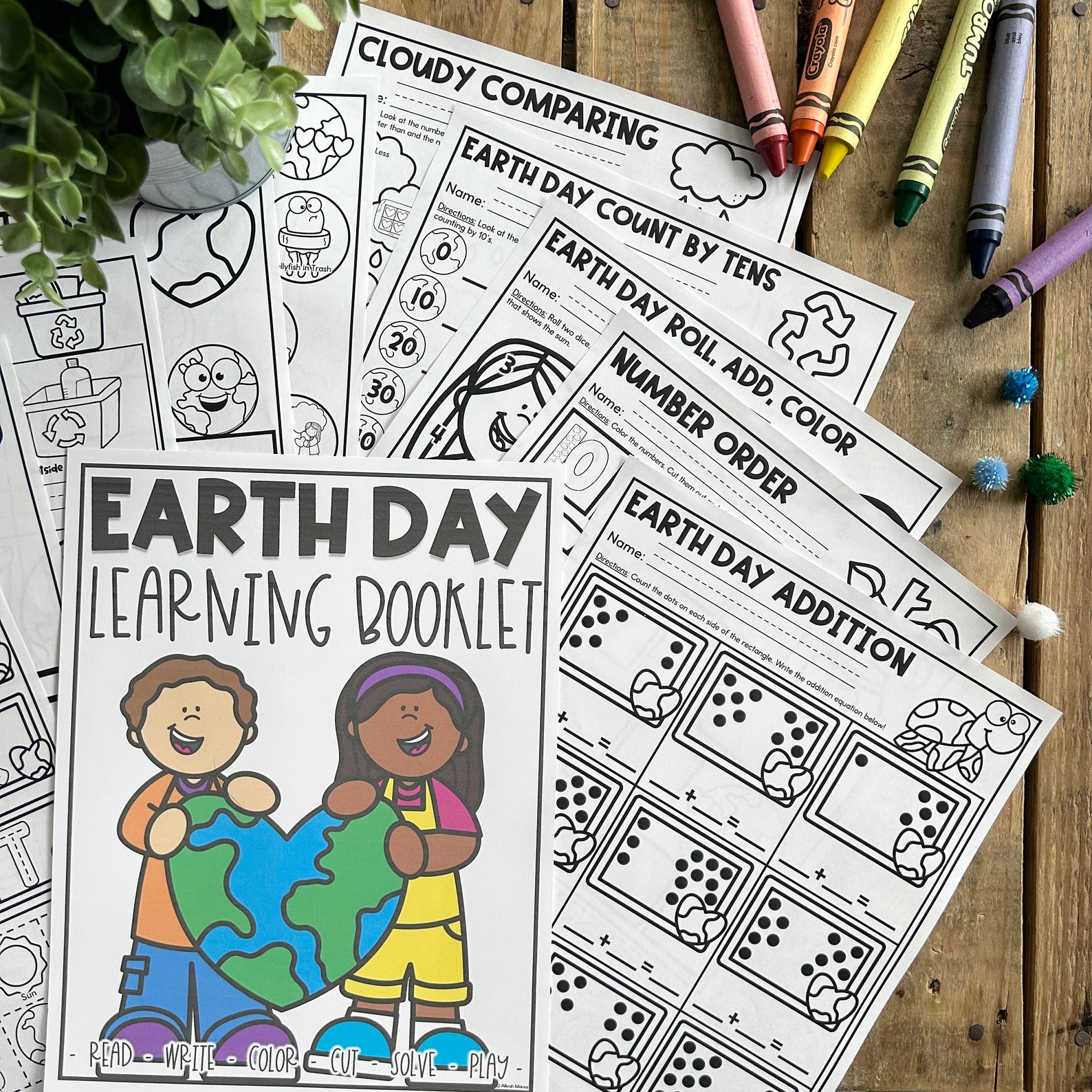 Earth Day NO PREP Literacy and Math Worksheets and Printable Activities ...