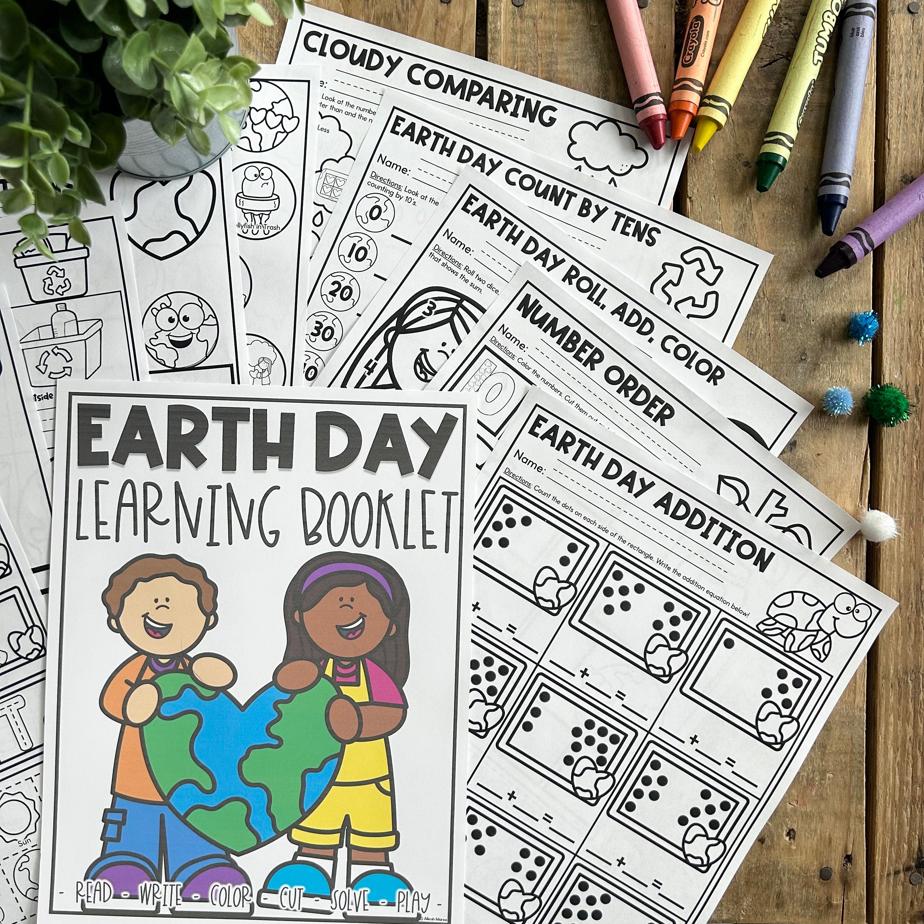 Earth Day NO PREP Literacy and Math Worksheets and Printable Activities ...
