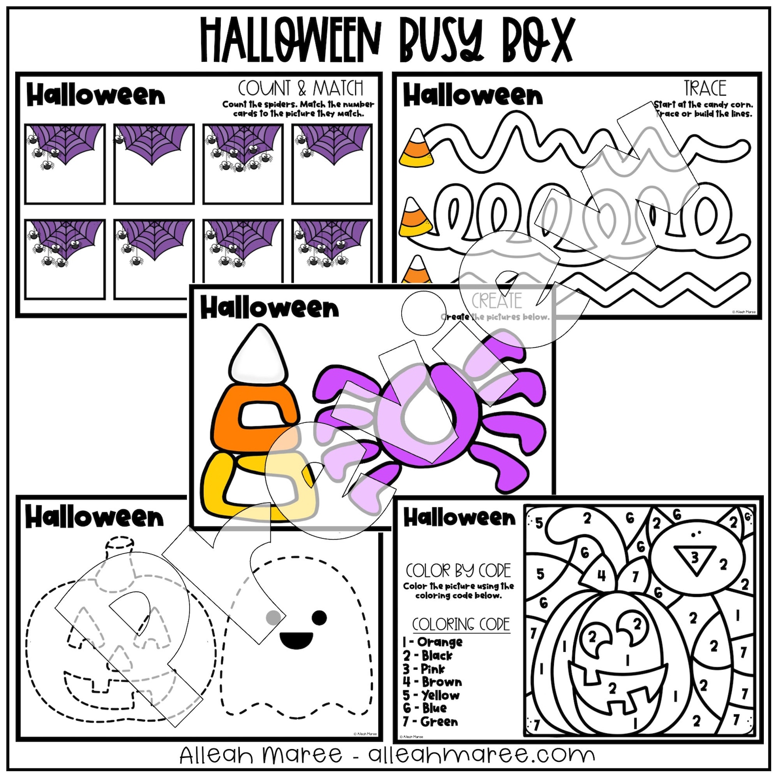 Halloween Task Card Centers - Math and Literacy Busy Box - Etsy