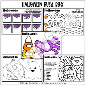 Halloween Task Card Centers - Math and Literacy Busy Box - Etsy