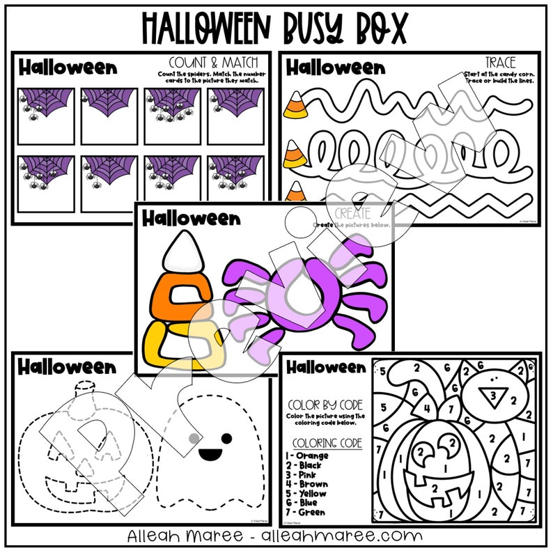 Halloween Task Card Centers - Math and Literacy Busy Box - Etsy