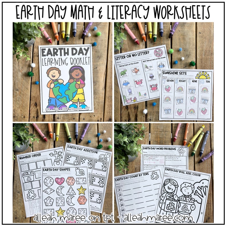 Earth Day NO PREP Literacy and Math Worksheets and Printable Activities ...