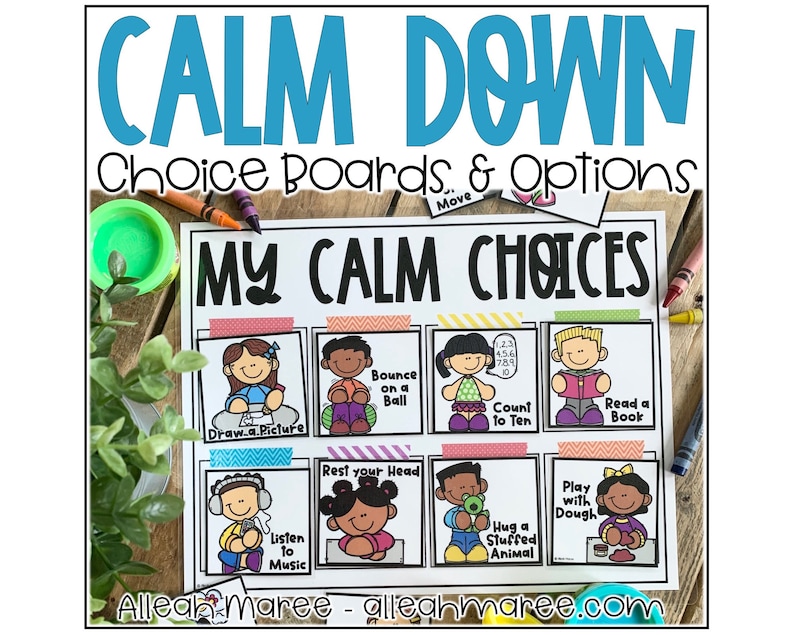 Calm Down Choice Boards and Calming Strategies Cards - Etsy
