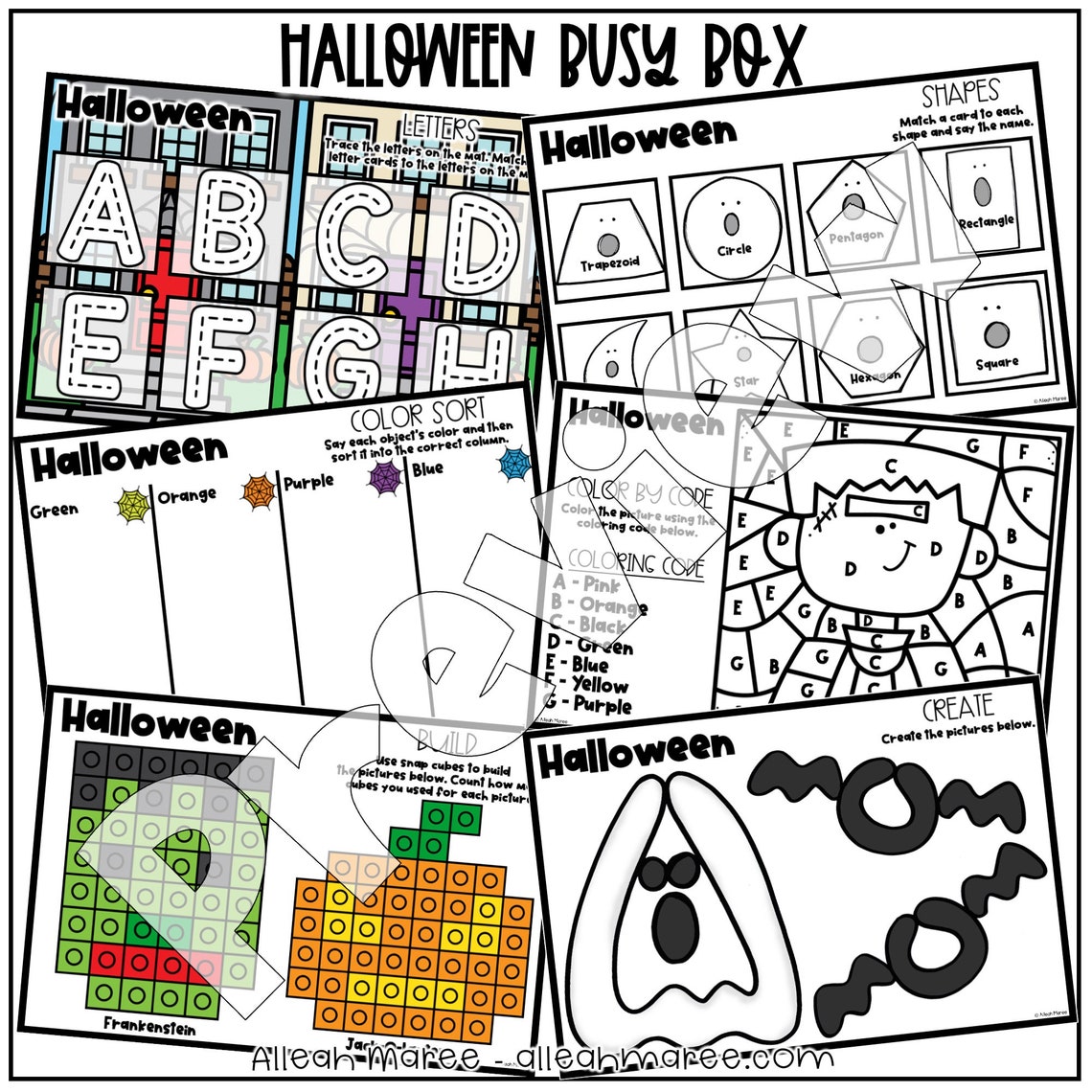 Halloween Task Card Centers - Math and Literacy Busy Box - Etsy