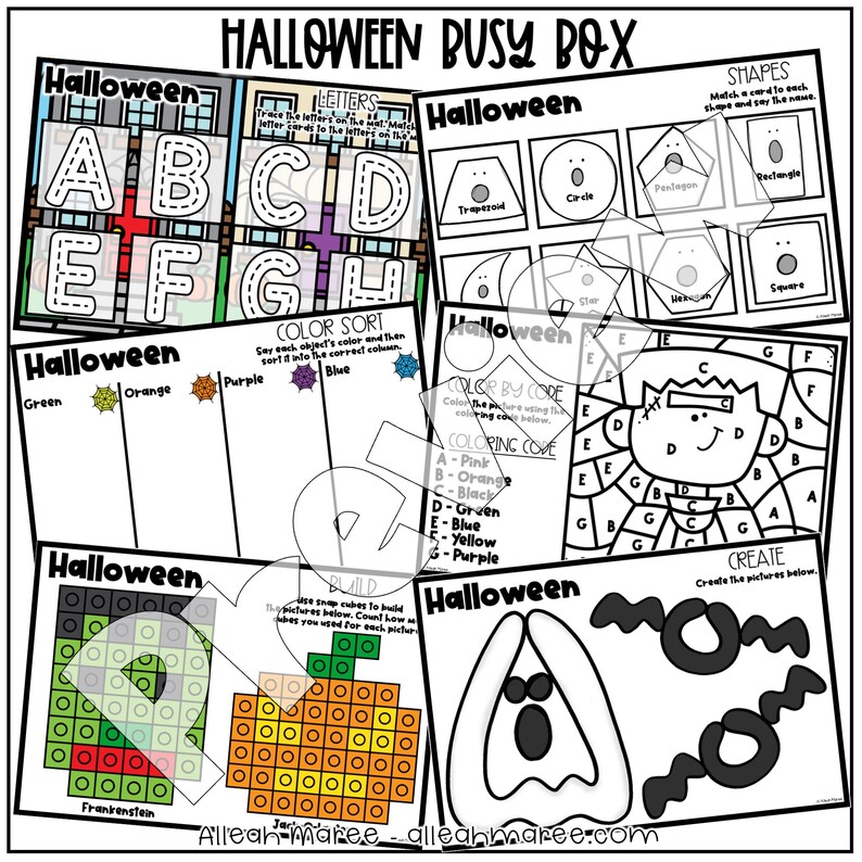 Halloween Task Card Centers - Math and Literacy Busy Box - Etsy