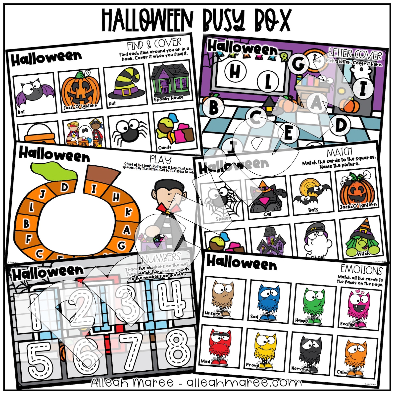 Halloween Task Card Centers - Math and Literacy Busy Box - Etsy