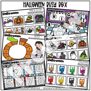 Halloween Task Card Centers - Math and Literacy Busy Box - Etsy