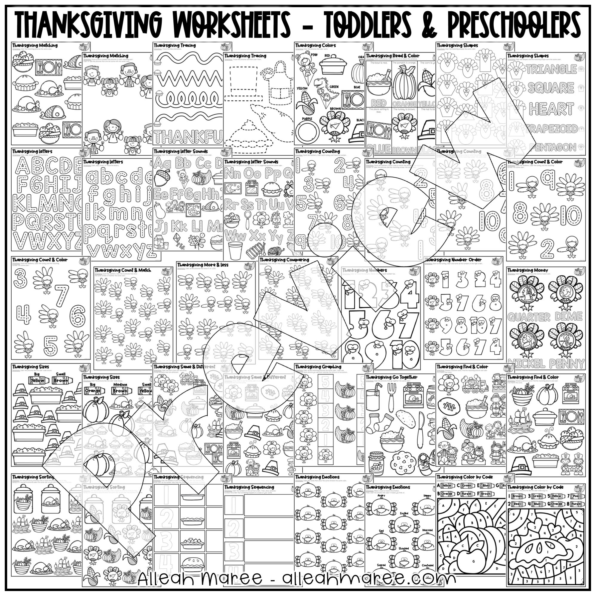 Thanksgiving Printables - NO PREP Worksheets for Preschoolers ...