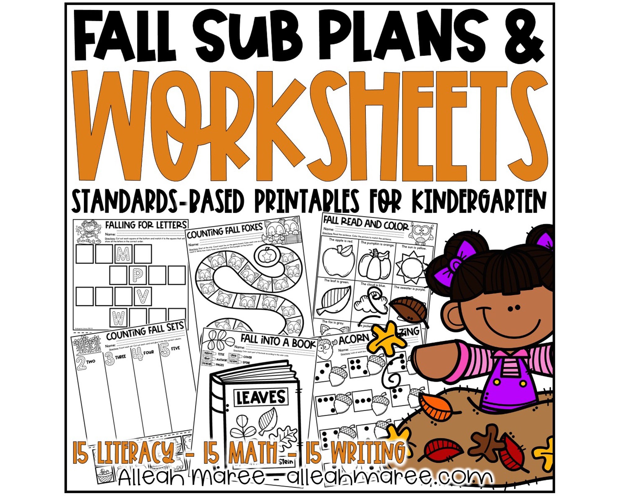 EDITABLE Fall Sub Plans - Worksheets & Lesson Plans - Etsy