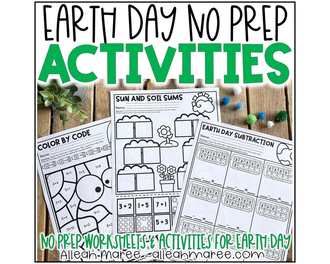 Earth Day NO PREP Literacy and Math Worksheets and Printable Activities ...