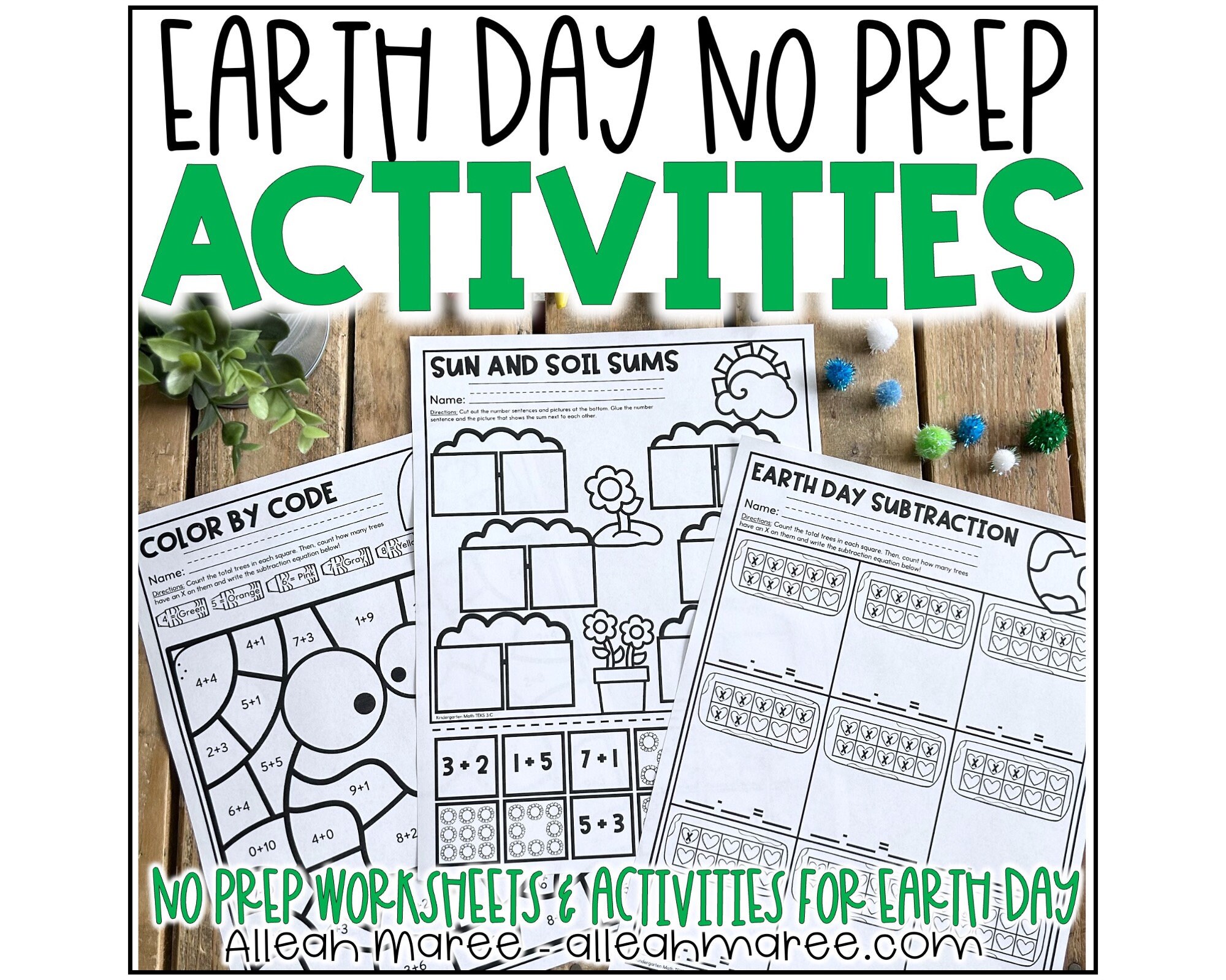 Earth Day NO PREP Literacy and Math Worksheets and Printable Activities ...