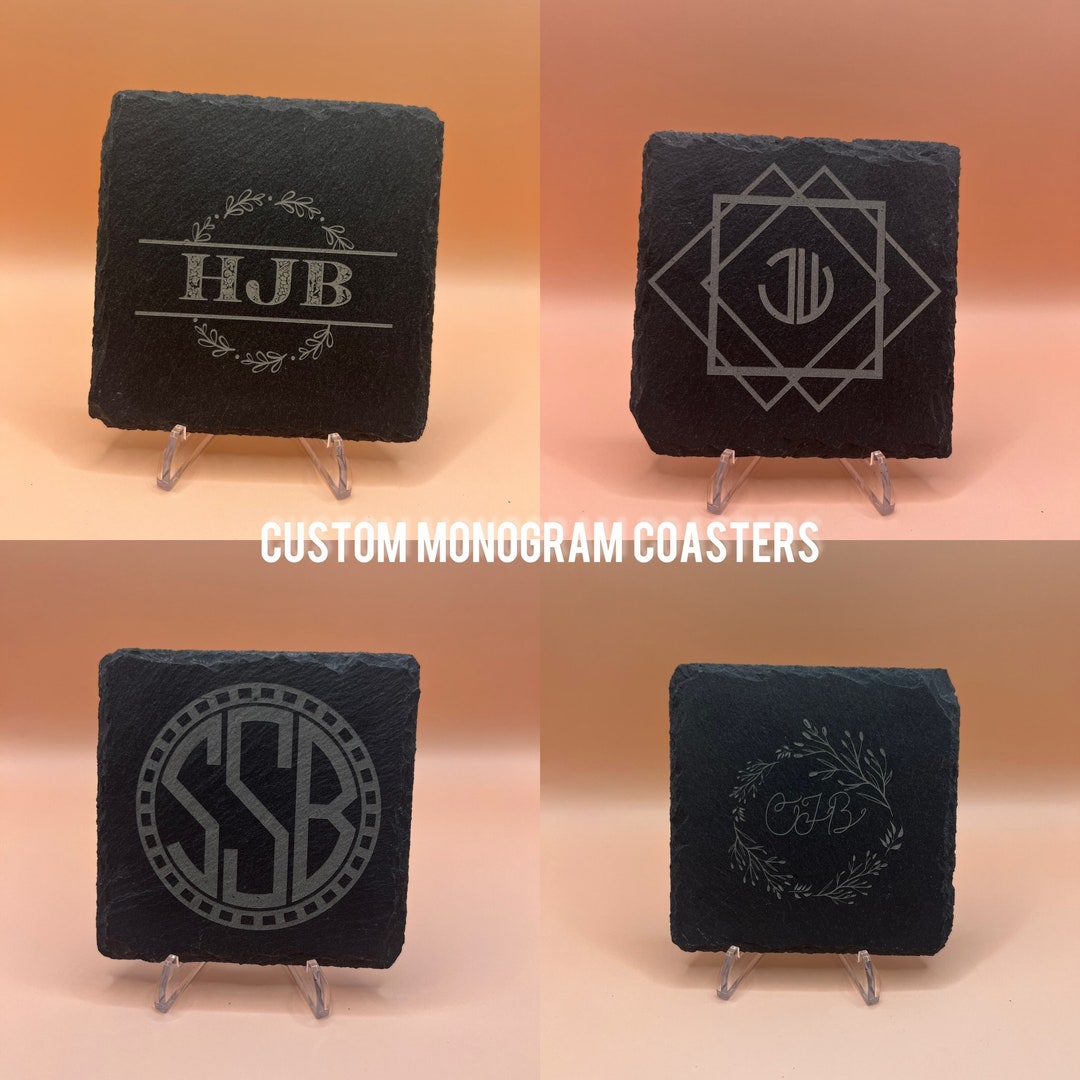 Custom Monogram Slate Coaster - Etsy