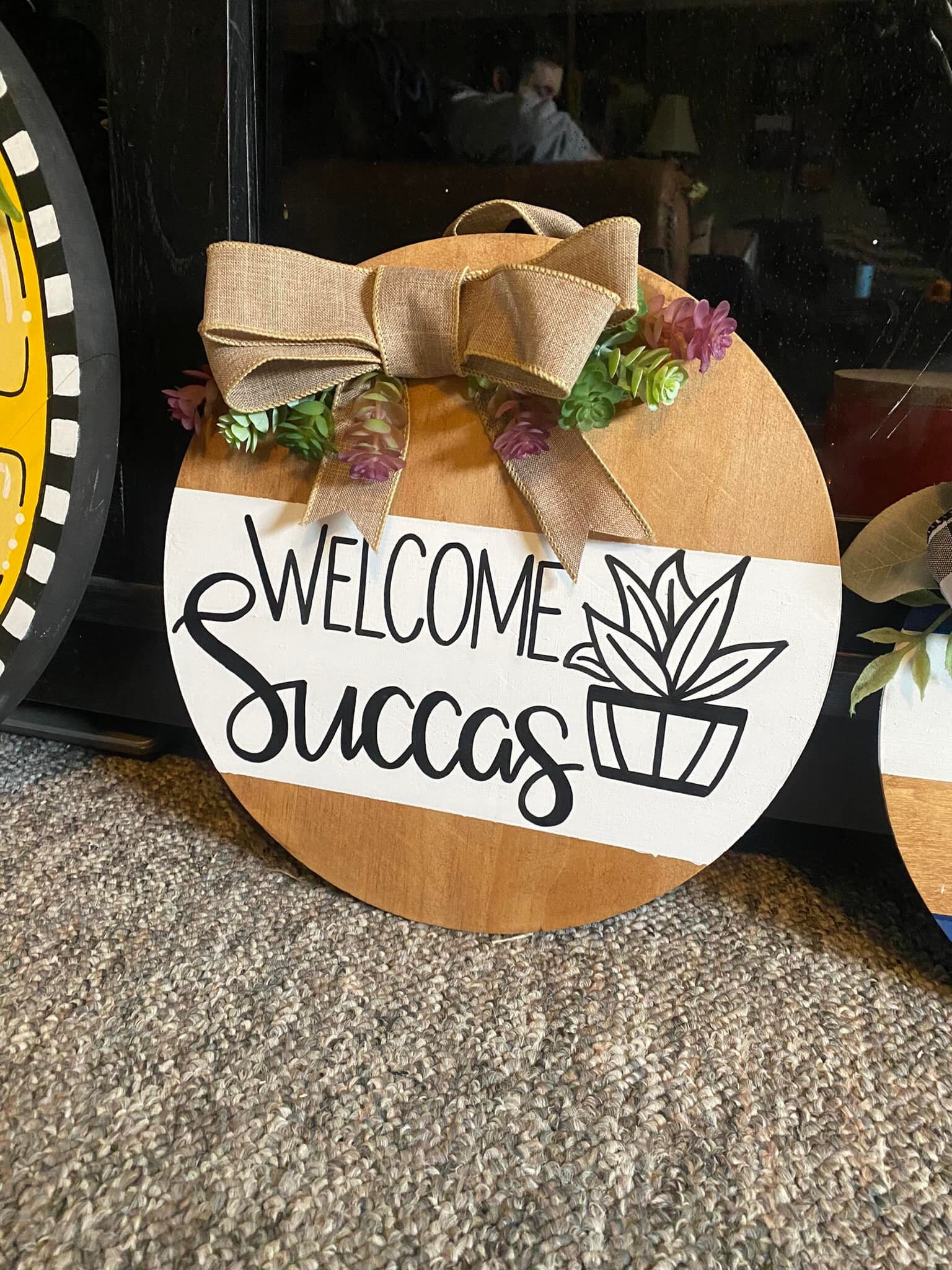 Welcome Succas Door Hanger Succulent Door Hanger Succulent Signs Front ...