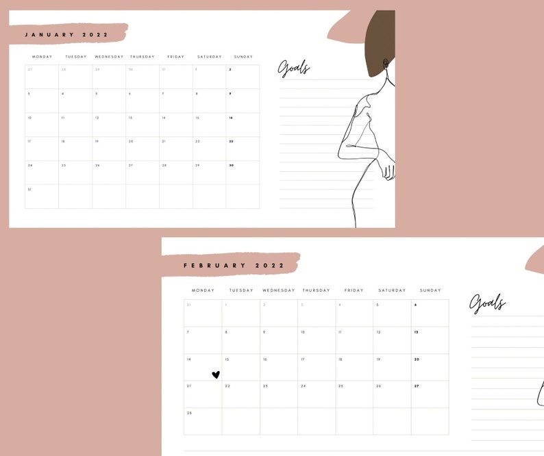 I AM WOMAN 2022 A4 Printable Monthly Calendar Landscape, Printable ...