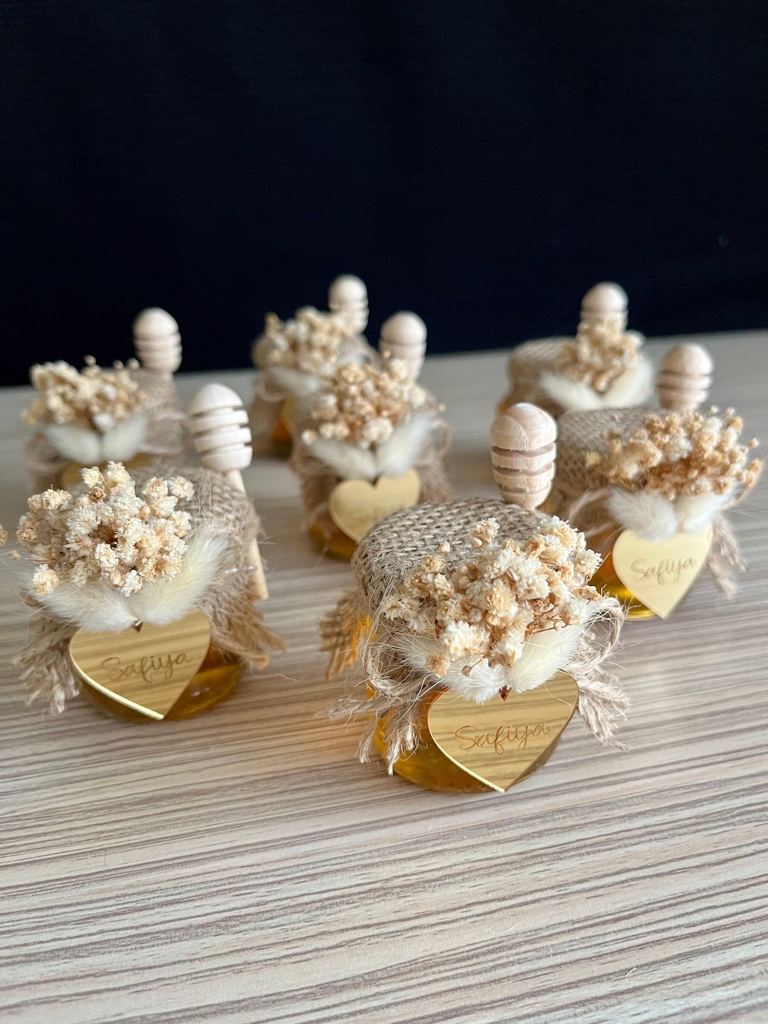 Personalized Honey Jar Favors, Wooden Spoon, Burlap Decor - Etsy