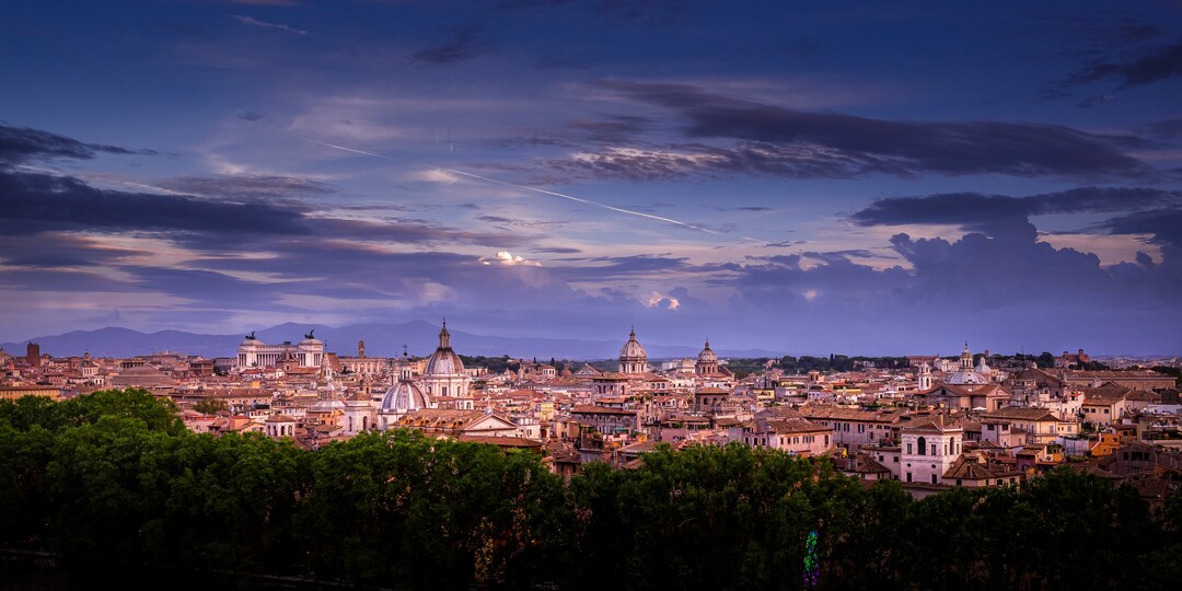 Rome Print - A Photograph of the Rome Skyline at Dusk. Available in ...
