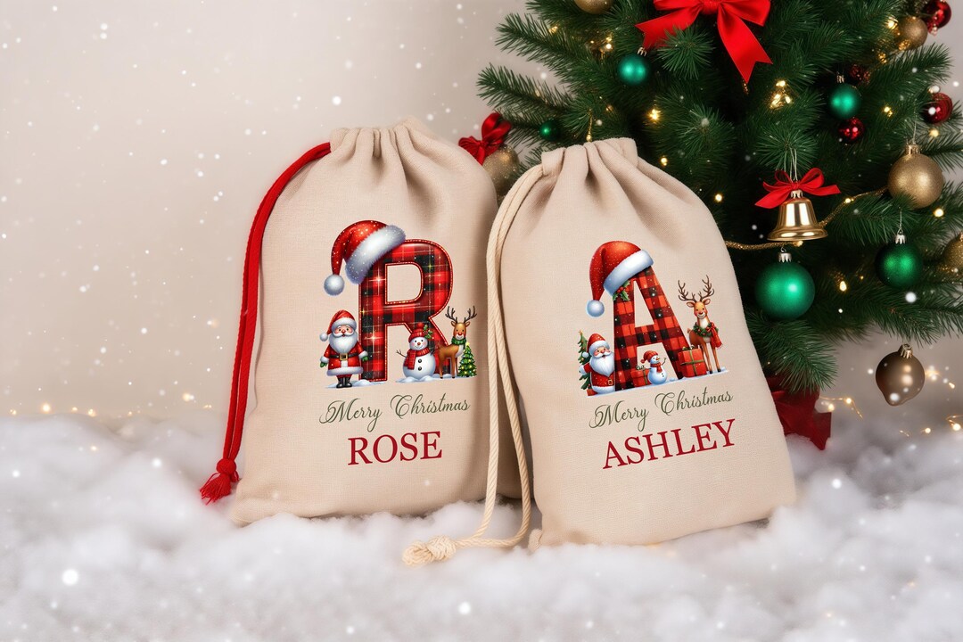Personalized Alphabet Santa Sacks, Custom Christmas Sacks, Letter Name ...