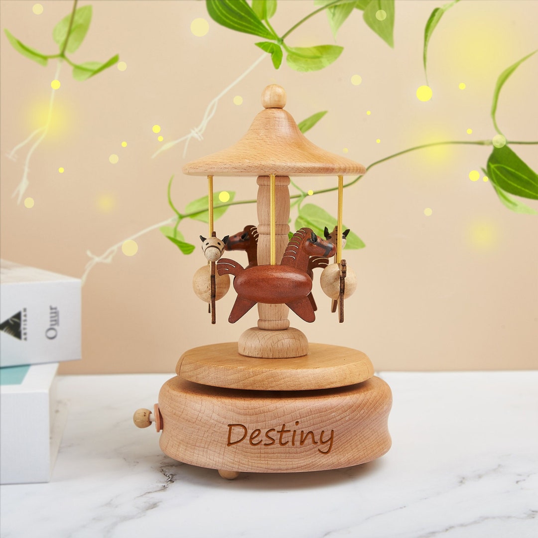 Custom Wooden Handmade Music Box Musical Carousel Horse - Etsy