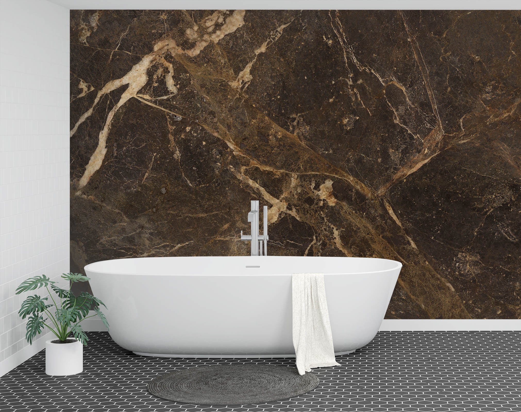 3D Brown Marble Texture Bathroom L1831 Commercial Removable - Etsy
