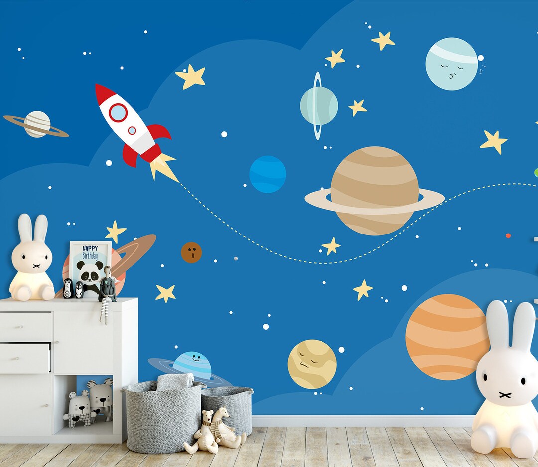 3D Cartoon Rocket Trajectory Kid's Room L3109 Commercial Removable ...