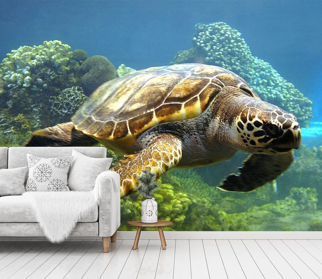 3D Sea Turtle Animal L243 Removable Wallpaper Self Adhesive Wallpaper ...