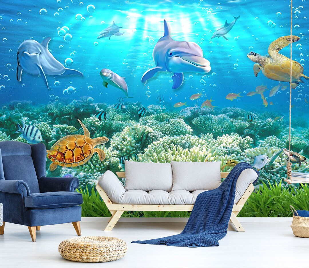 3D Coral Animal Dolphin Living Room L2956 Commercial Removable ...