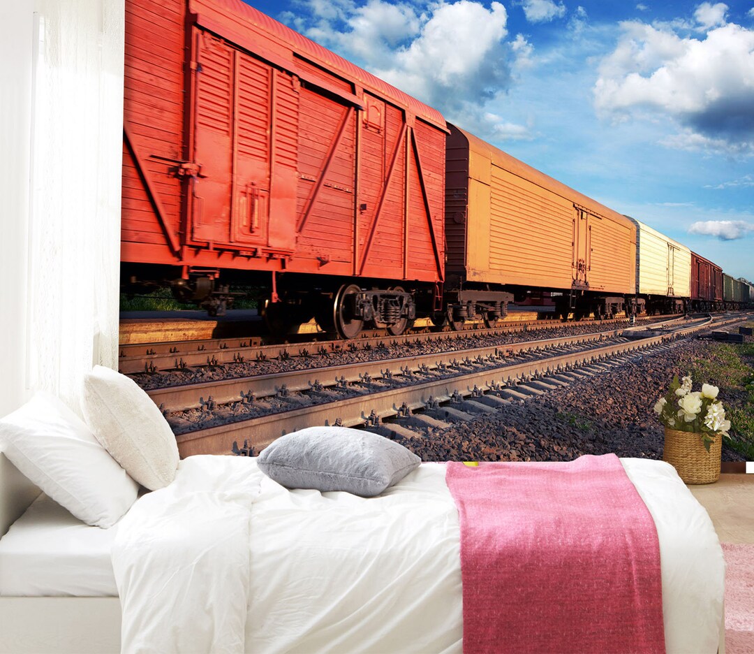 3D Logistics Train Transport L530 Removable Wallpaper Self Adhesive ...