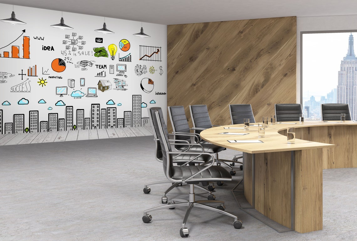Buy 3D Creative Work Office L1479 Commercial Removable Wallpaper Self ...