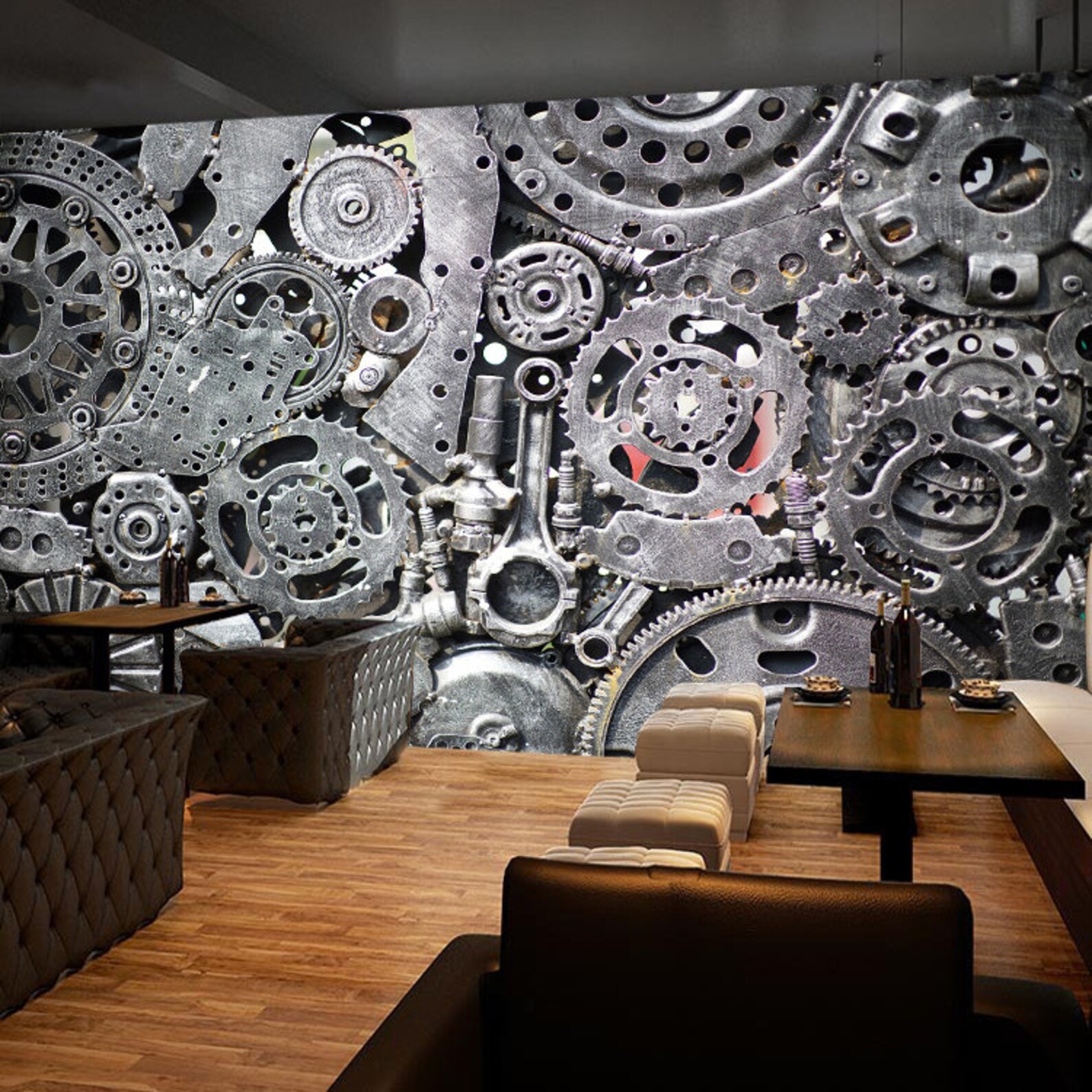 3D Gray Mechanical Gears L16358 Removable Wallpaper Self Adhesive ...