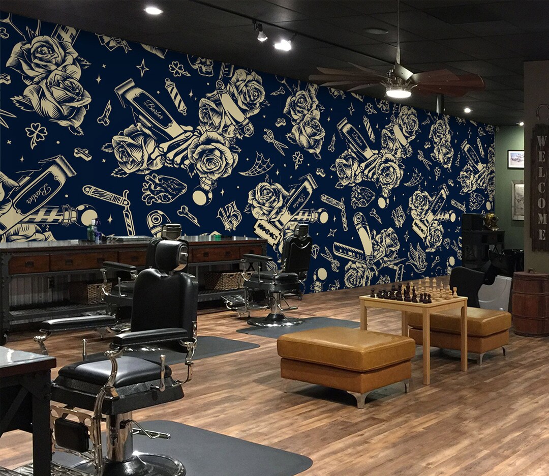 3D Vintage Roses L15443 Hair Cut Salon Barber Shop Commercial Removable ...