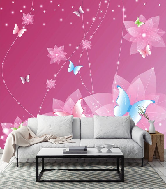 Wallpaper Butterfly Pink 3d